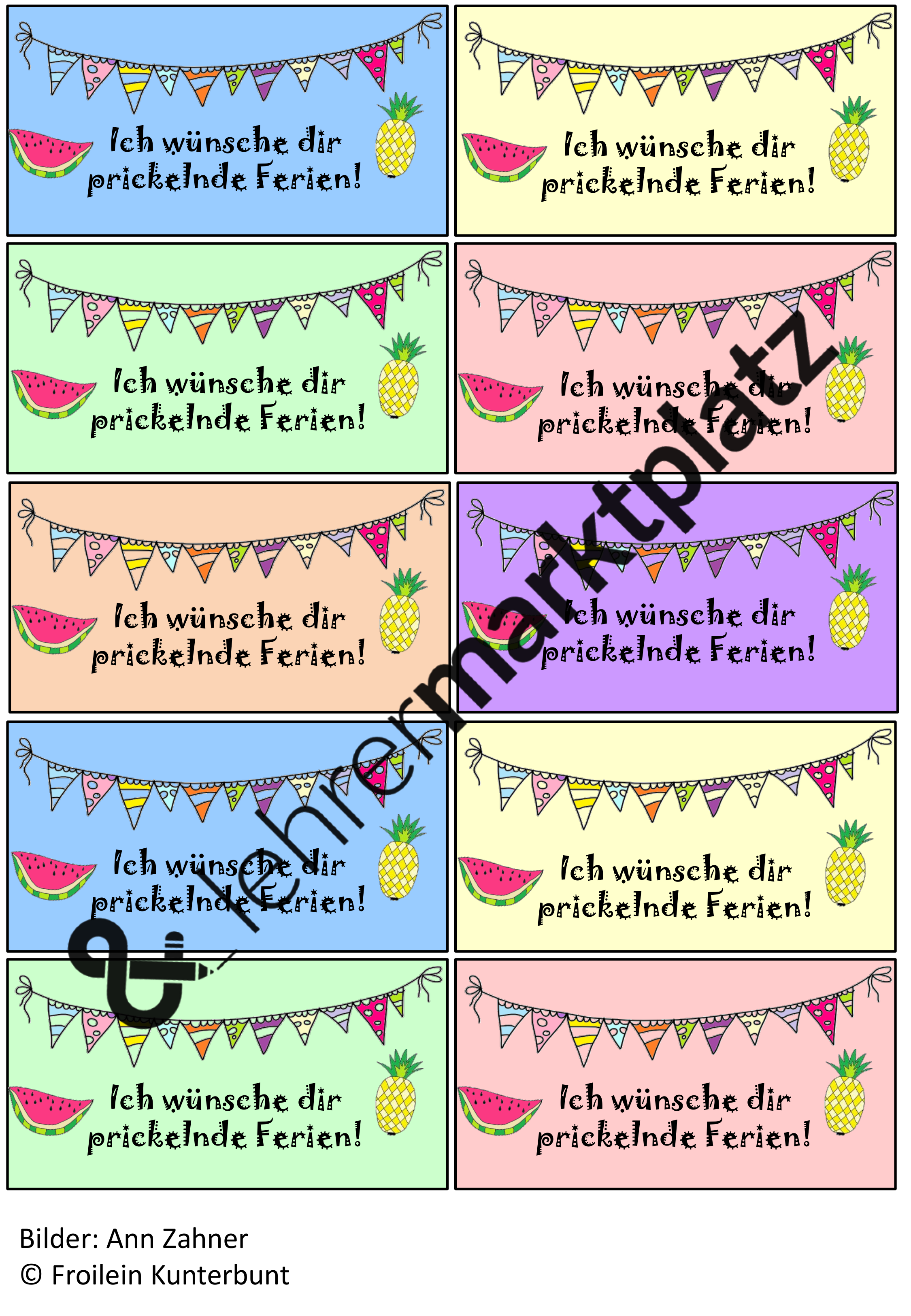 Feriengrüße "Prickelnde Sommerferien" – Unterrichtsmaterial in den ...