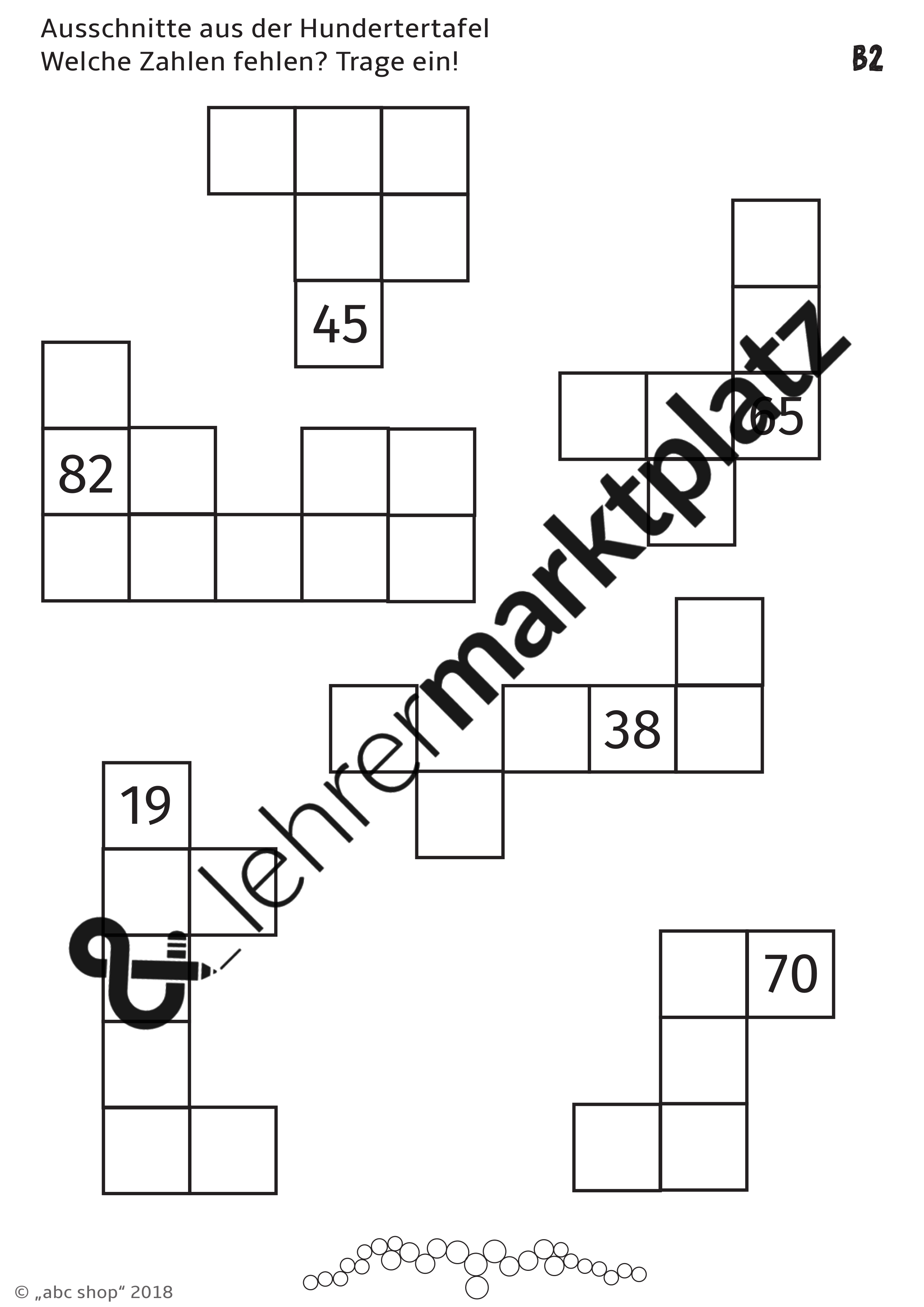 Übungen zur Orientierung im Hunderterfeld (Hundertertafel, Zahlenraum ...
