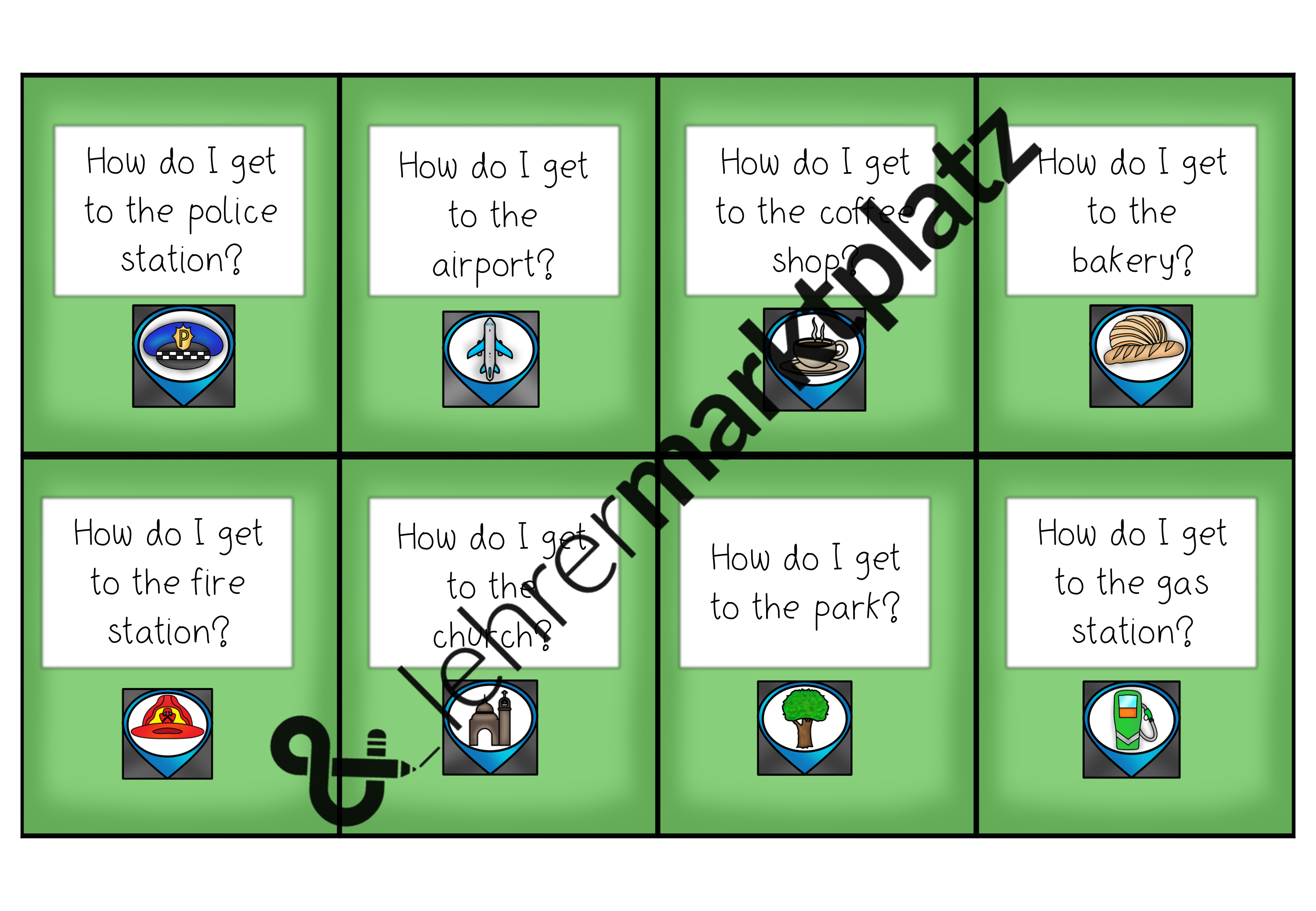 Giving Directions - Speaking Activity (Prompt Cards, Map, Vocabulary ...