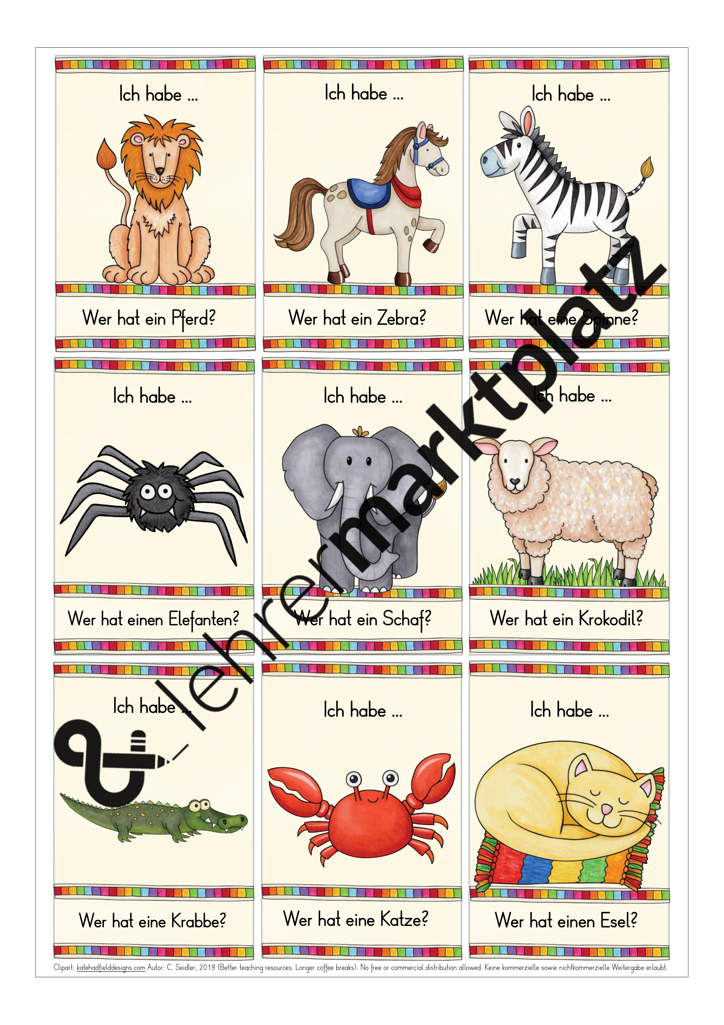 Ich habe ... Wer hat ...? TIERE – Unterrichtsmaterial in den Fächern ...