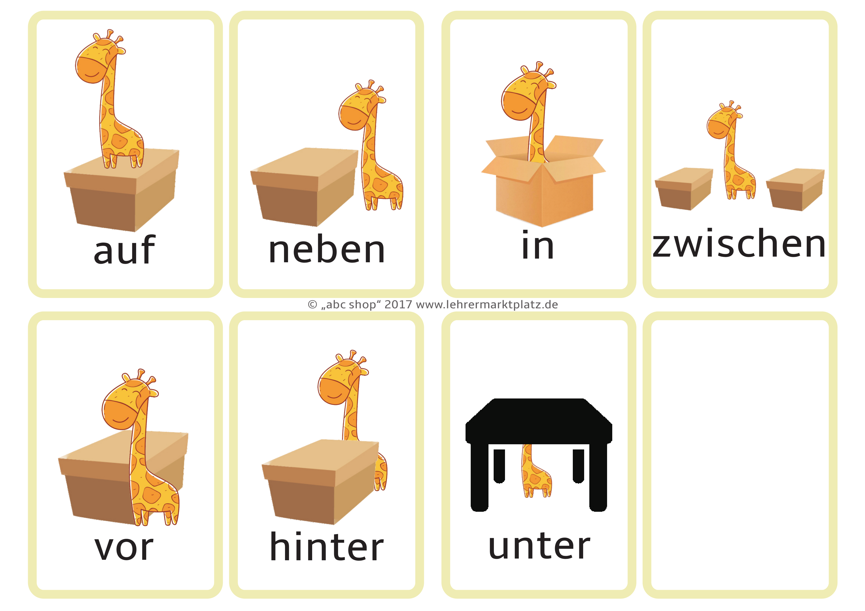 Präpositionen im DaZ-Unterricht als Kartenspiel – DaZ / DaF