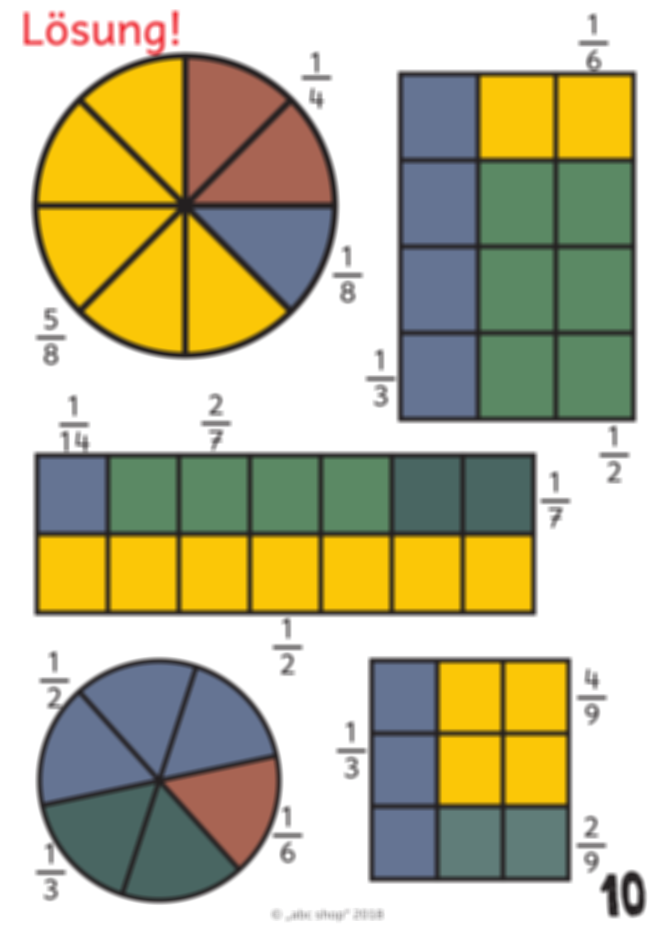 Bruchrechnen, Bruchrechnung visualisiert - ABs mit Lösungen ...